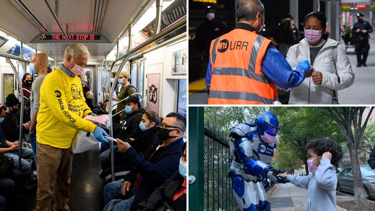 MTA reparte máscaras rosas para el Mes de Concientización sobre el ...